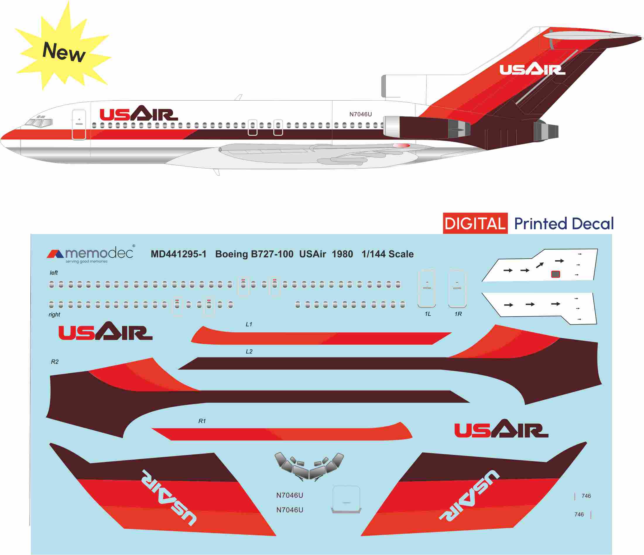 Boeing 727-100 USAir (1980) Decal – Memodec